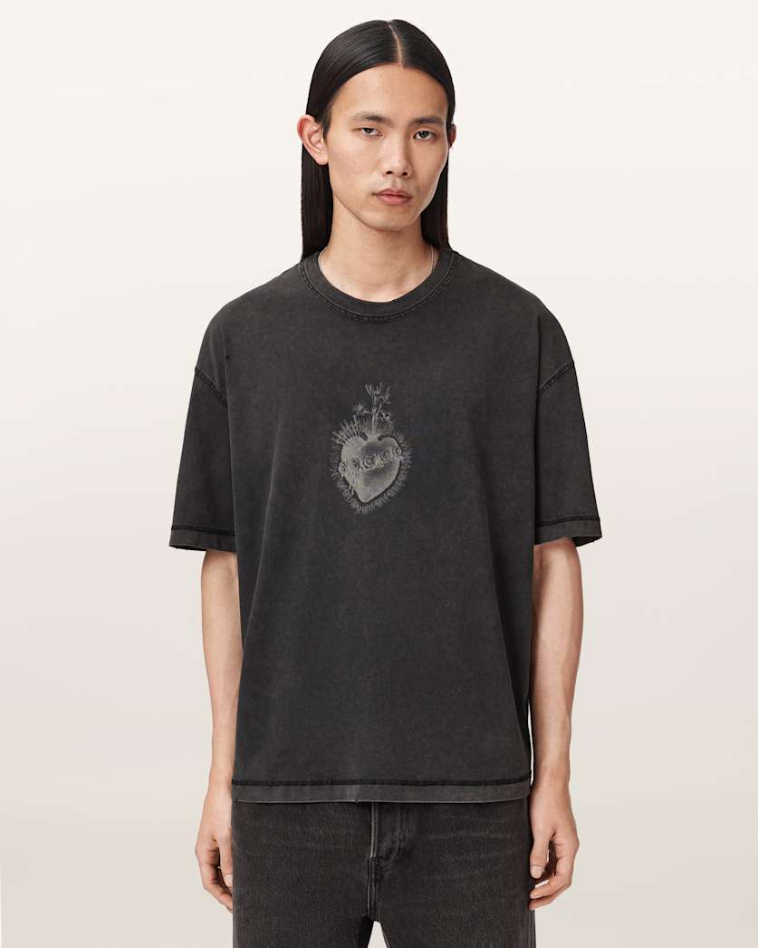 Sabbath Boxy Graphic T-Shirt Washed Black | ALLSAINTS